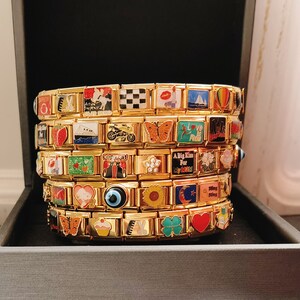 Gold Italian Bracelet, Custom Gold Italy Charms, Personalized Italian ...