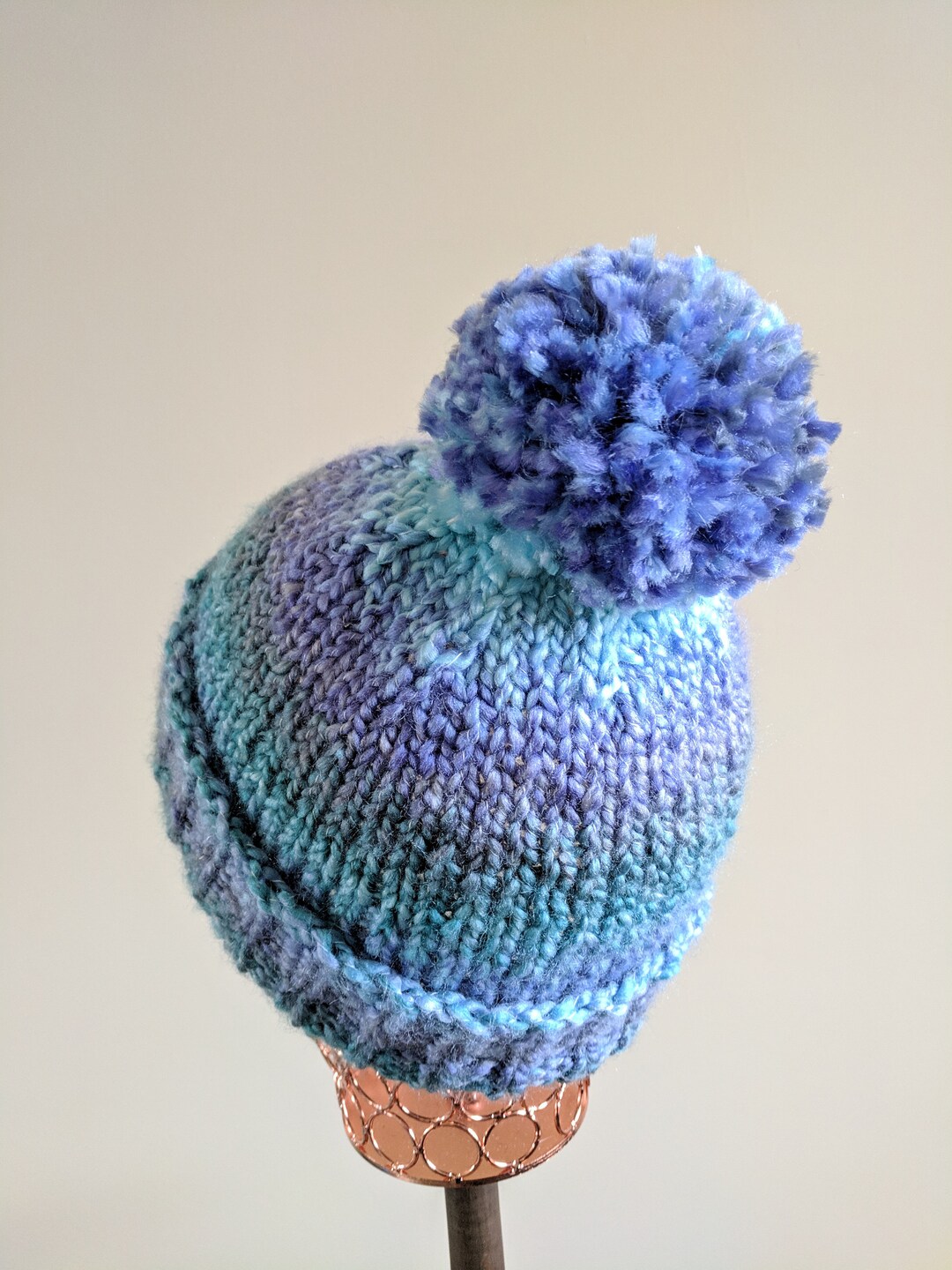 The Jane Knit Chunky Winter Hat in Seaside Bliss With Large Removable ...