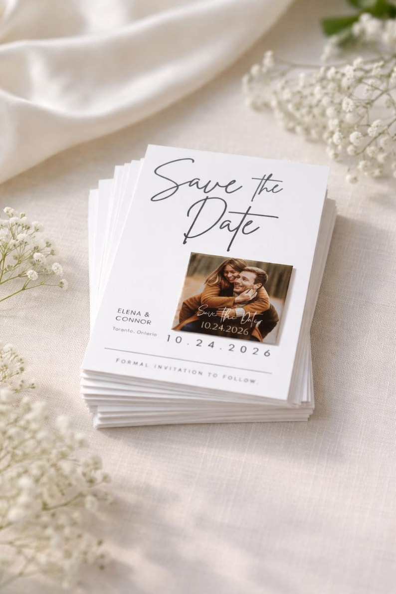 Save the Date Photo Magnet With 4x6" Card – Minimalist Wedding ...