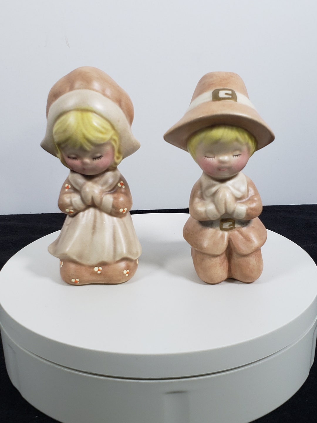 Hand Painted Ceramic Praying Pilgrims - Etsy