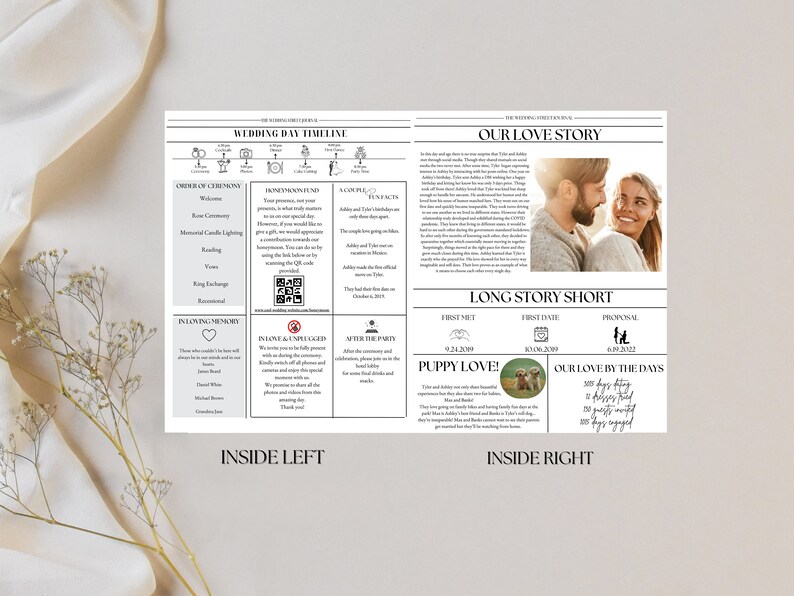 Editable Wedding Newspaper Template, Printable Wedding Program, DIY ...