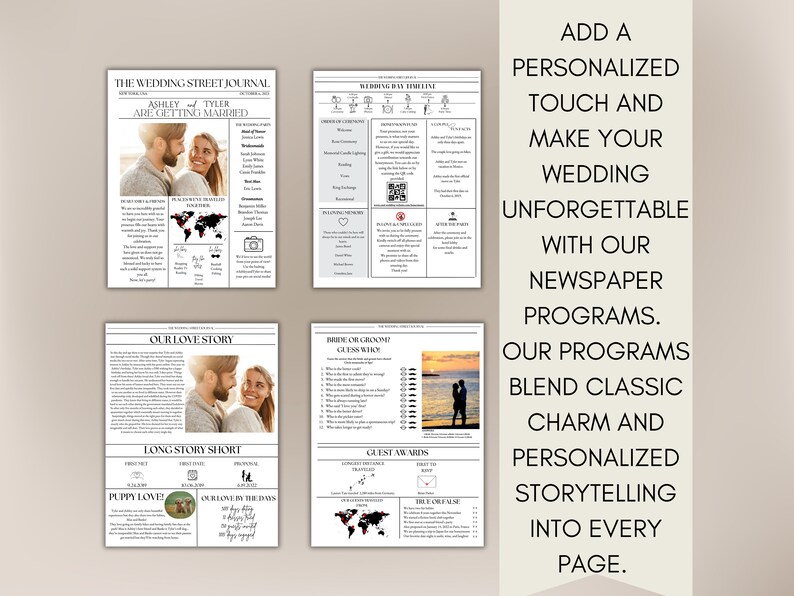 Editable Wedding Newspaper Template, Printable Wedding Program, DIY ...