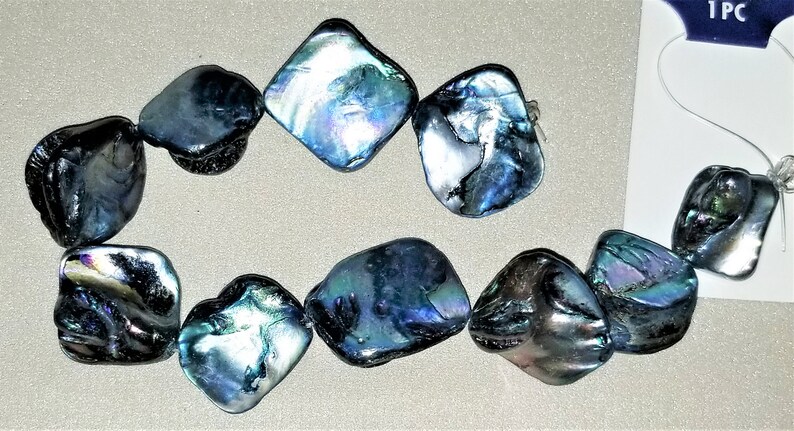 BF-283; Gorgeous Blue Iridescent Shell Beads- 7inch Strand - Etsy