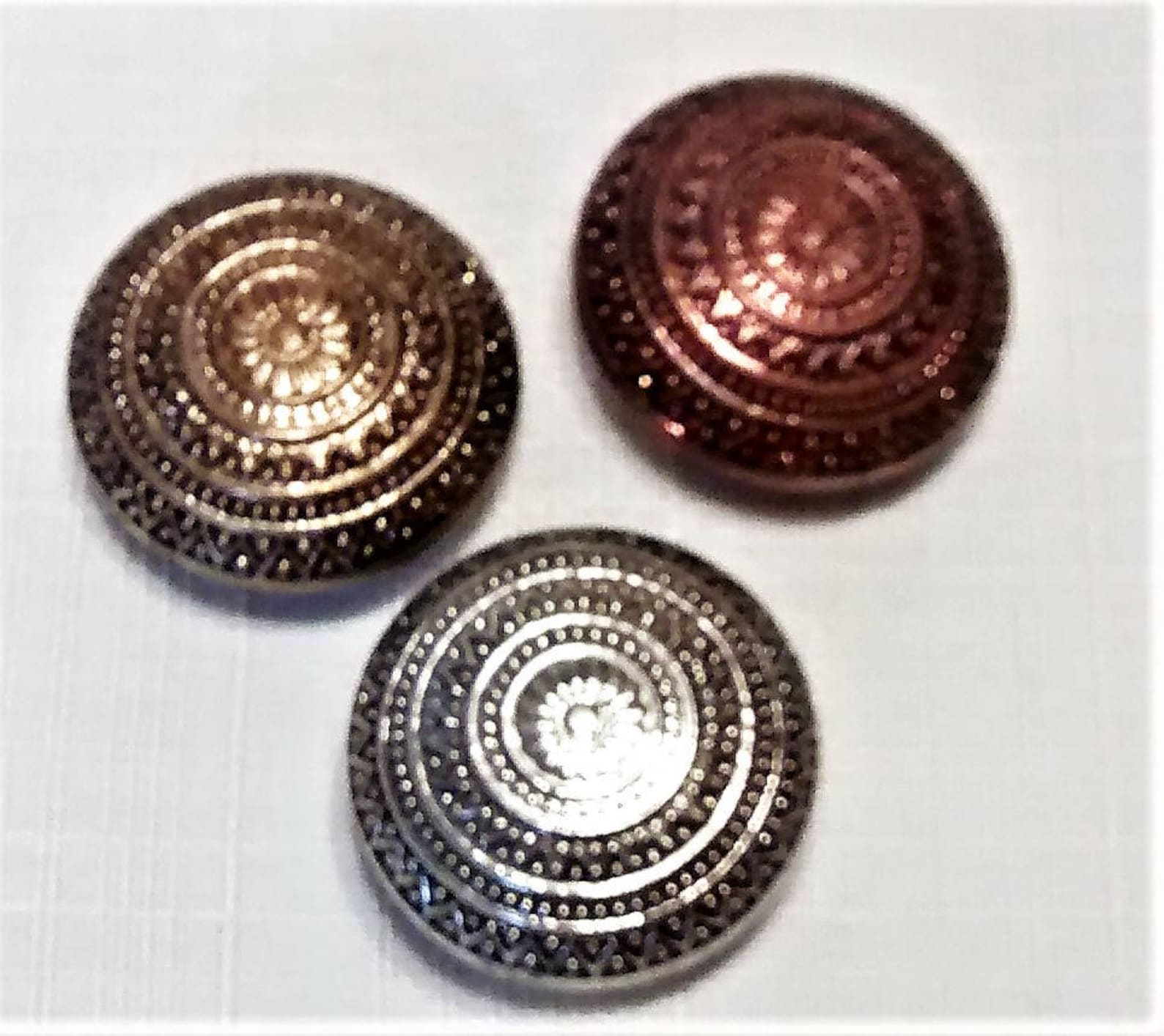 M-125: Three Metal Button Covers in Silver, Bronze, and Gold - Etsy