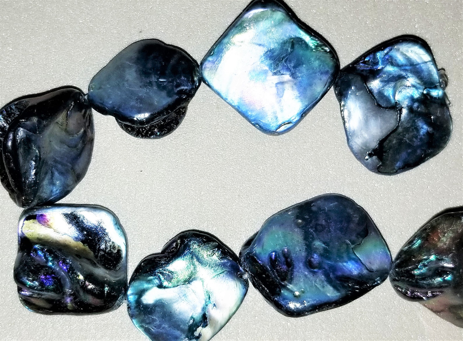 BF-283; Gorgeous Blue Iridescent Shell Beads- 7inch Strand - Etsy