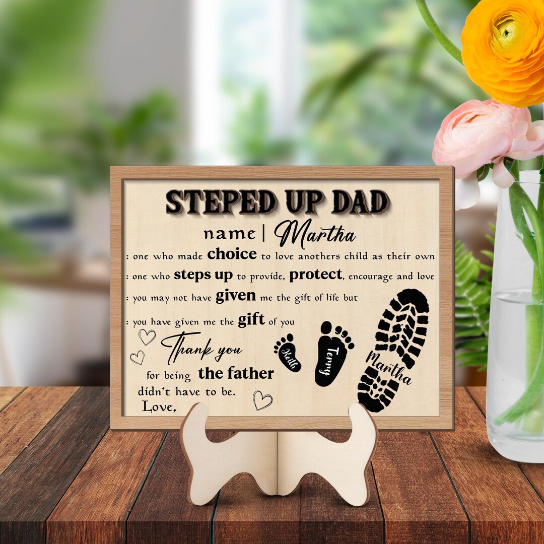 Personalized Step up Dad Wooden Sign, Father's Day Gifts From Kids for ...