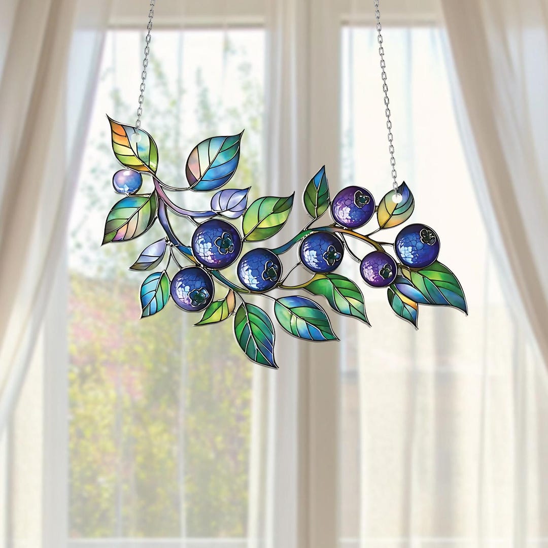 Blueberry Window Hanging Acrylic, Fruit Branch Sun Catcher, Kitchen ...
