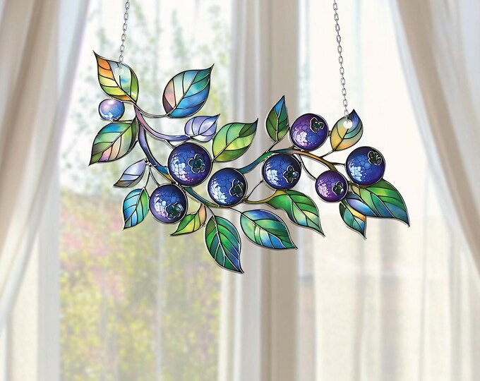 Michigan Blueberry Stained Glass Suncatcher Blueberries FREE Shipping ...
