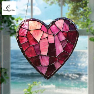 Romantic Pink Heart Window Hanging ACRYLIC, Love Decor for Home & Car ...