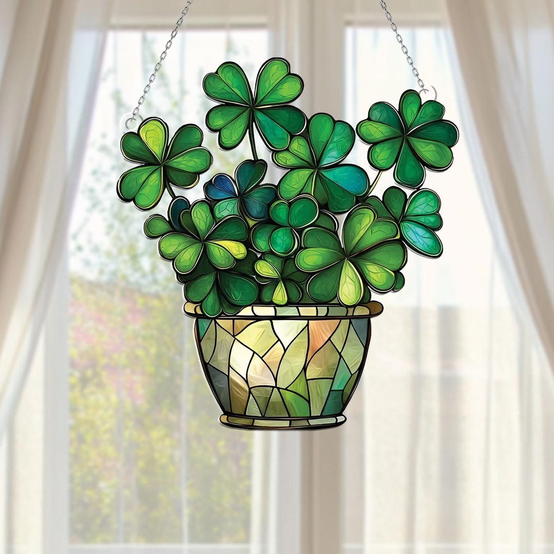 Four-leaf Clover Window Hanging Acrylic, Lucky Shamrock Plant Decor for ...