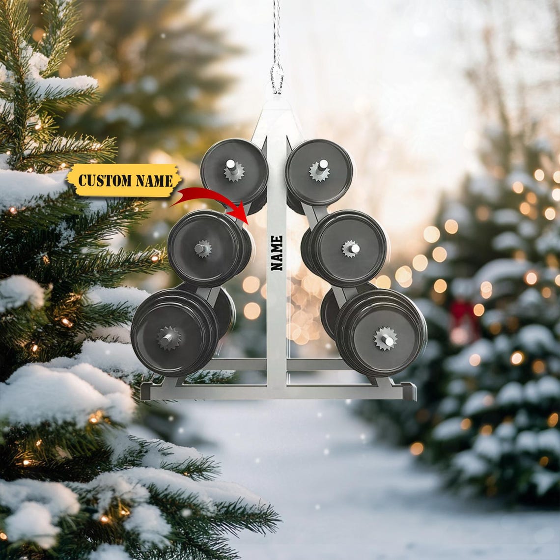 Personalized Barbell Ornament 2D, Gym Christmas Ornament 2024, Fitness ...