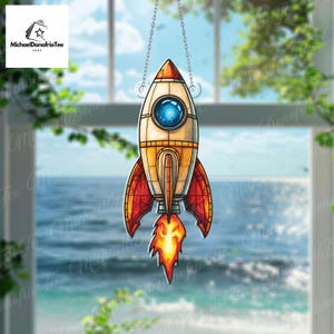 Rocket Window Hanging ACRYLIC, Space-themed Acrylic Art Panel for Home ...