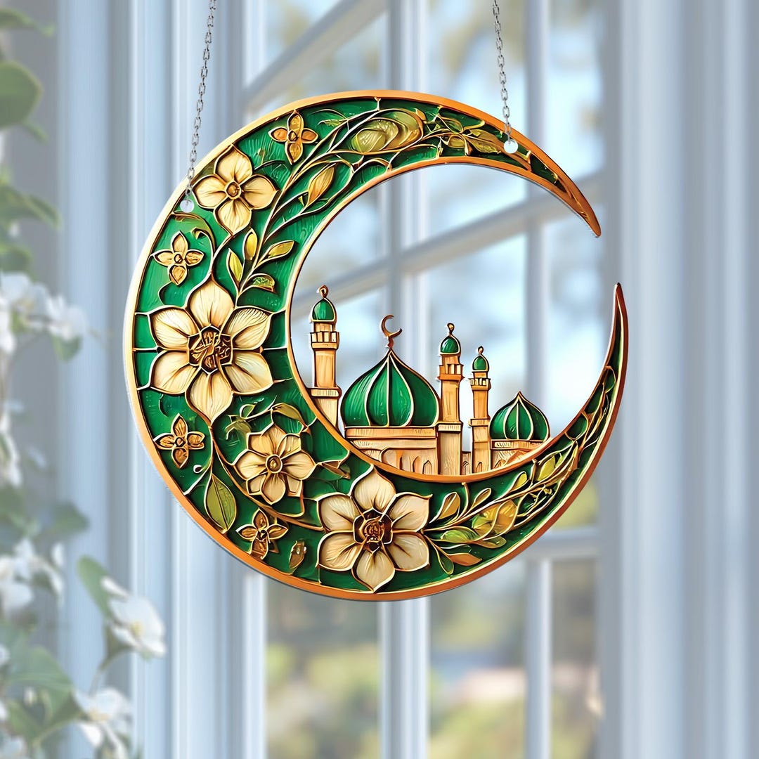 Islamic Crescent Moon Window Hanging, Acrylic Suncatcher, Moon Wall ...
