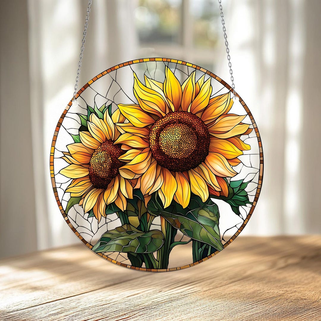 Sunflower Window Hanging SUNCATCHER, Sunflowers Wall Hanging, Sunflower ...