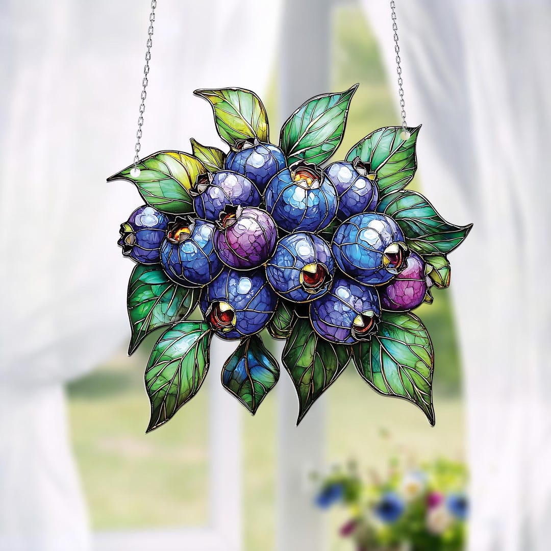 Blueberry Window Hanging Acrylic, Kitchen Wall Gift, Summer Home Decor ...