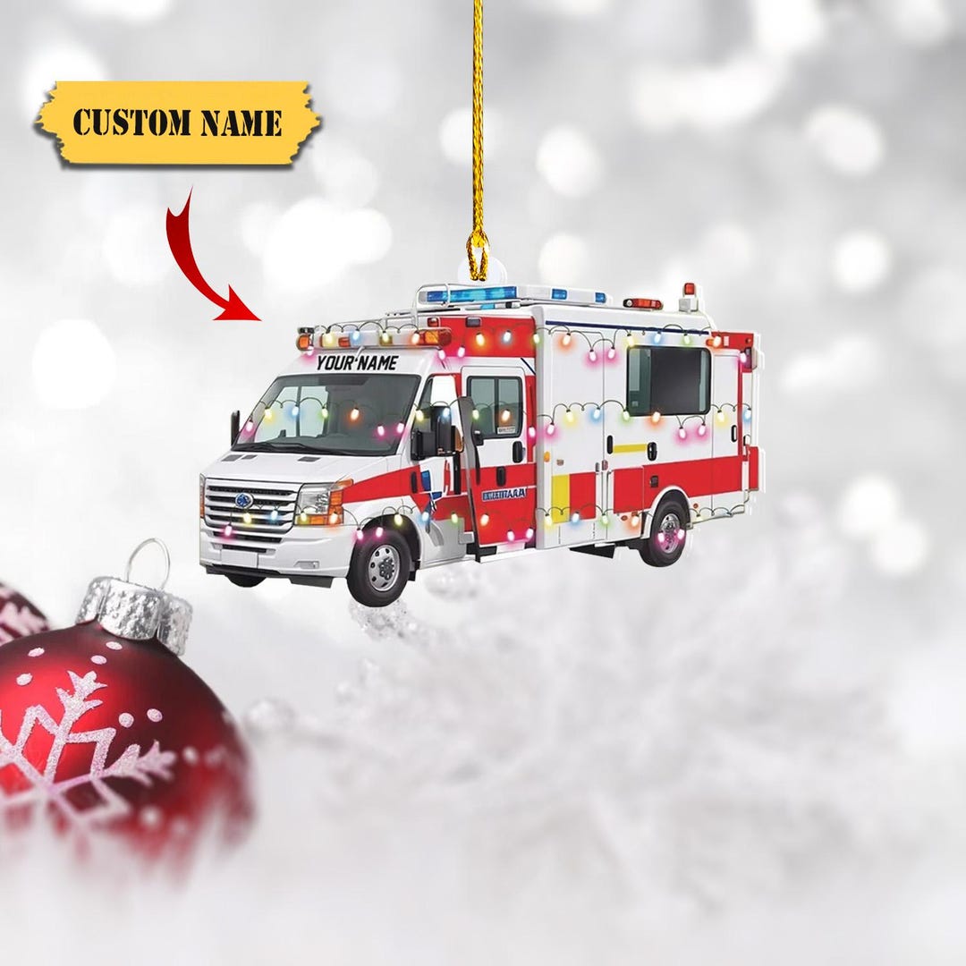 Custom Ambulance Christmas Tree Ornament EMS, Ambulance Ornament ...