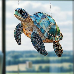 Turtle Sea Window Hanging Acrylic, Sea Turtle Window Art, Ocean Life ...