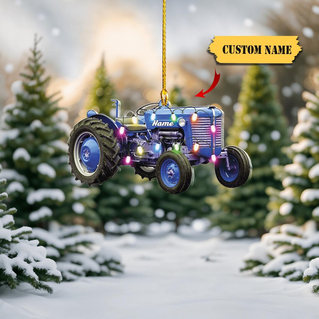 Personalized Tractor Christmas Ornament FLAT 2D, Tractor Christmas Flat ...