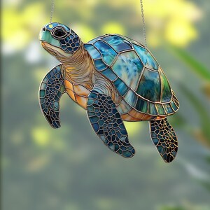 Turtle Sea Window Hanging Acrylic, Sea Turtle Window Art, Ocean Life ...