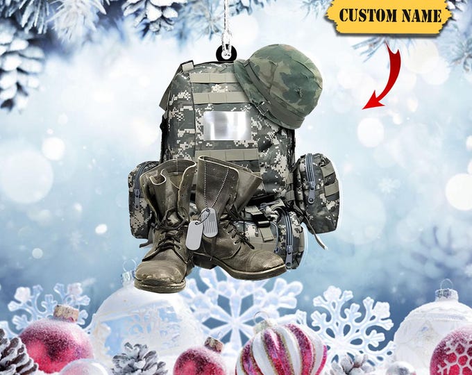 Custom Military Uniform Boots & Helmet Ornament, Christmas Ornament ...