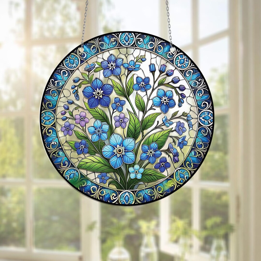 Forget Me Not Window Hanging Suncatcher, Blue Floral Suncatcher ...