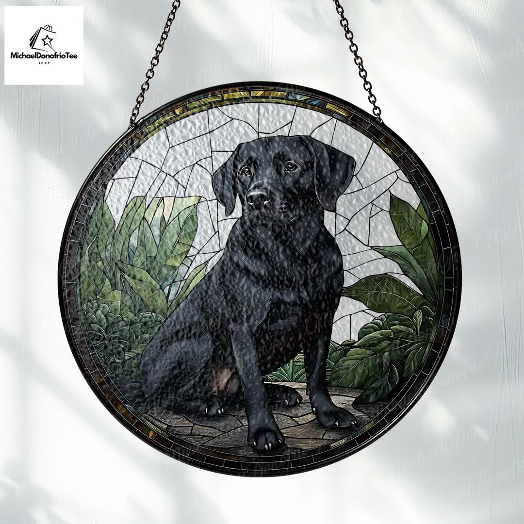 Stained Glass Black Labrador, Dog Suncatcher, Pet Lover Decor, Handmade ...