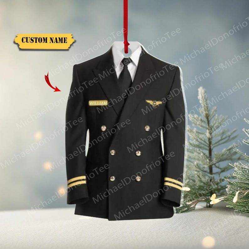 Personalized Pilot Uniform Acrylic Christmas Car Hanging Ornament FLAT ...