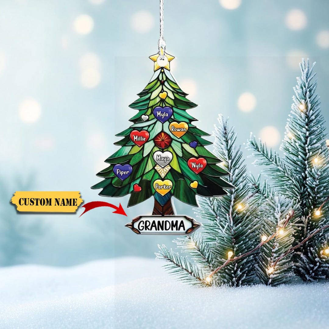 Custom Family Tree Christmas Ornament FLAT 2D, Family Christmas Tree ...