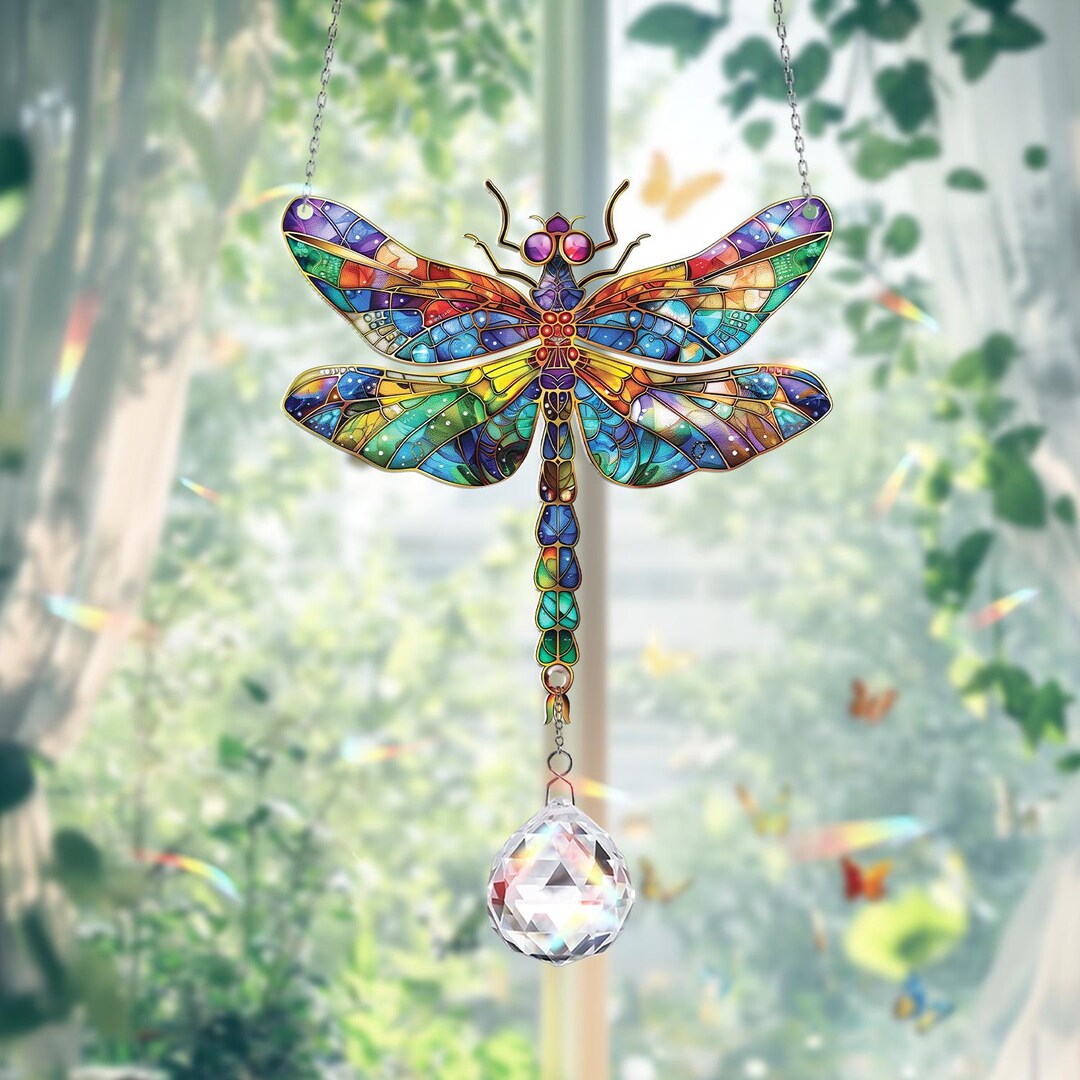 Dragonfly Window Acrylic Hanging, Dragonfly CRYSTAL Window Decor ...