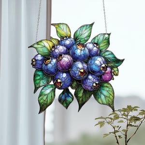 Blueberry Window Hanging Acrylic, Kitchen Wall Gift, Summer Home Decor ...