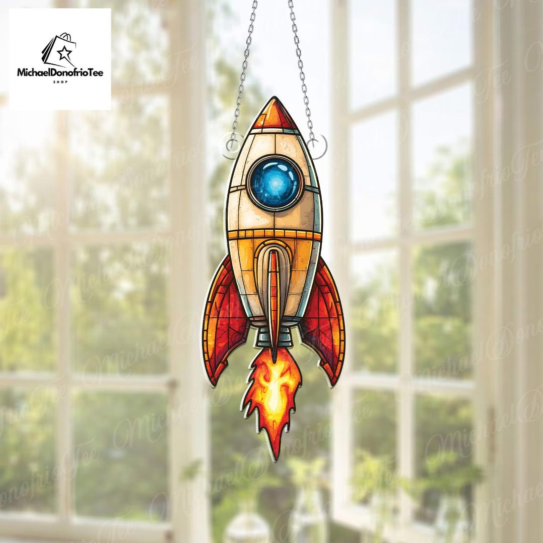 Rocket Window Hanging ACRYLIC, Space-themed Acrylic Art Panel for Home ...