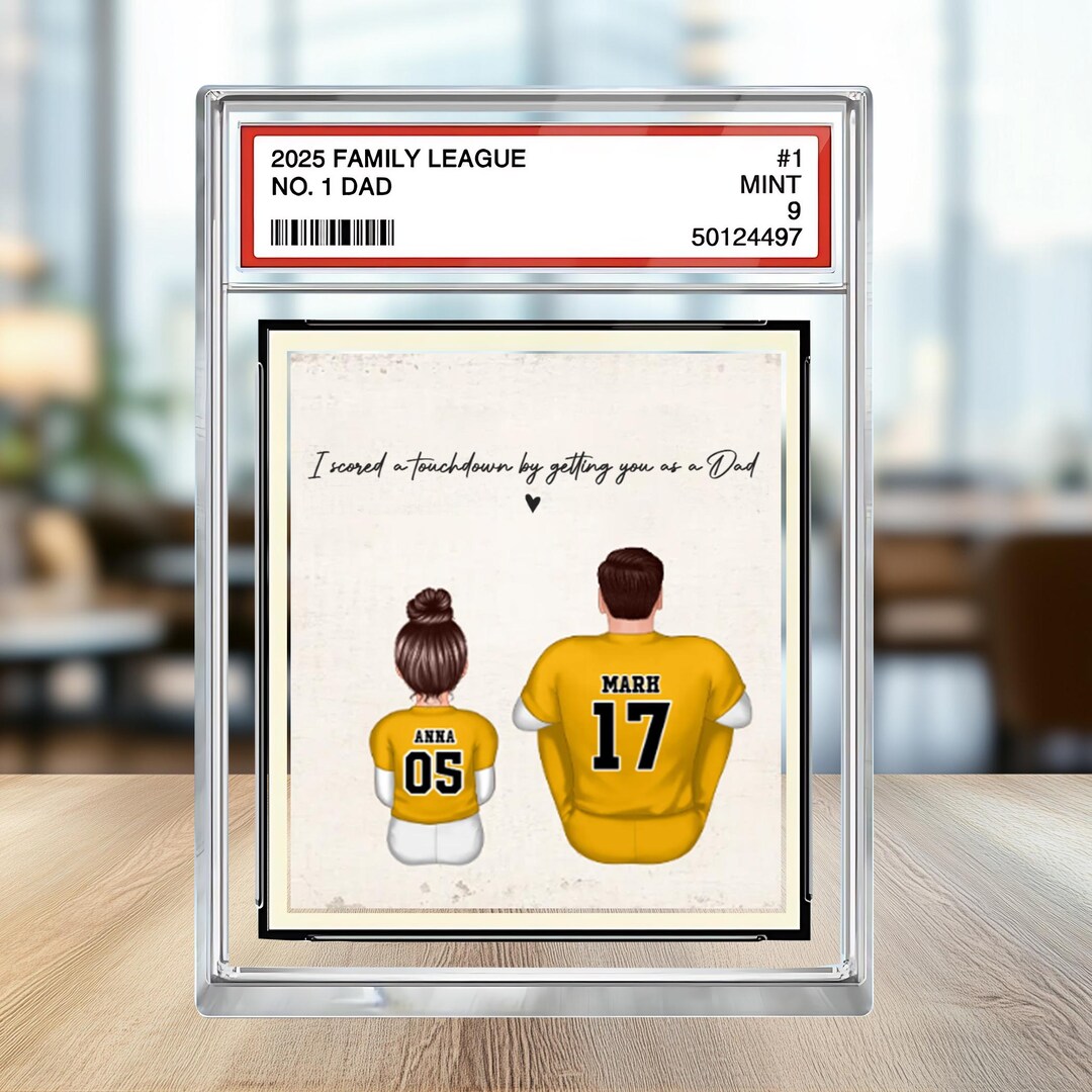 Football No. 1 Dad Grandpa Man & Daughter Trading Card, Personalized ...