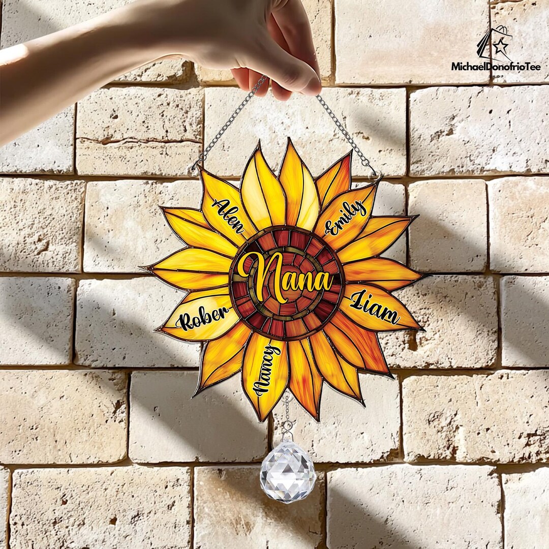 Personalized ACRYLIC Sunflower Window Hanging, Sunflower Crystal ...