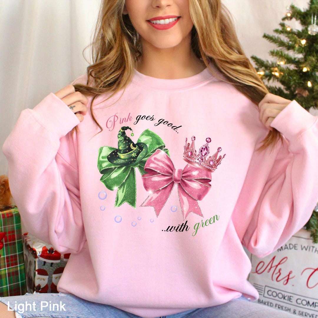 Wicked the Movie Sweatshirt, Wicked Coquette Bow Sweatshirt, Pink Goes ...