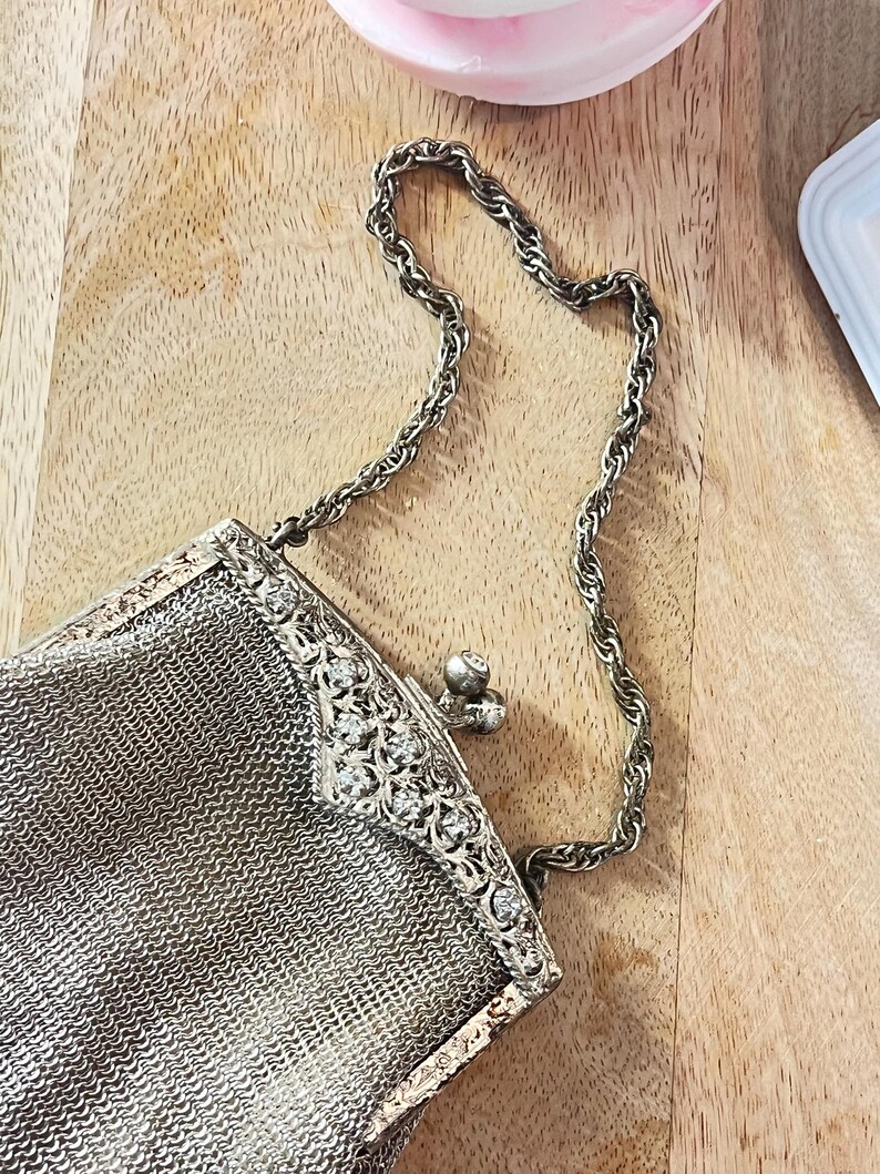 Vintage Silver Mesh Coin Purse With Intricate Engraved Design Elegant ...