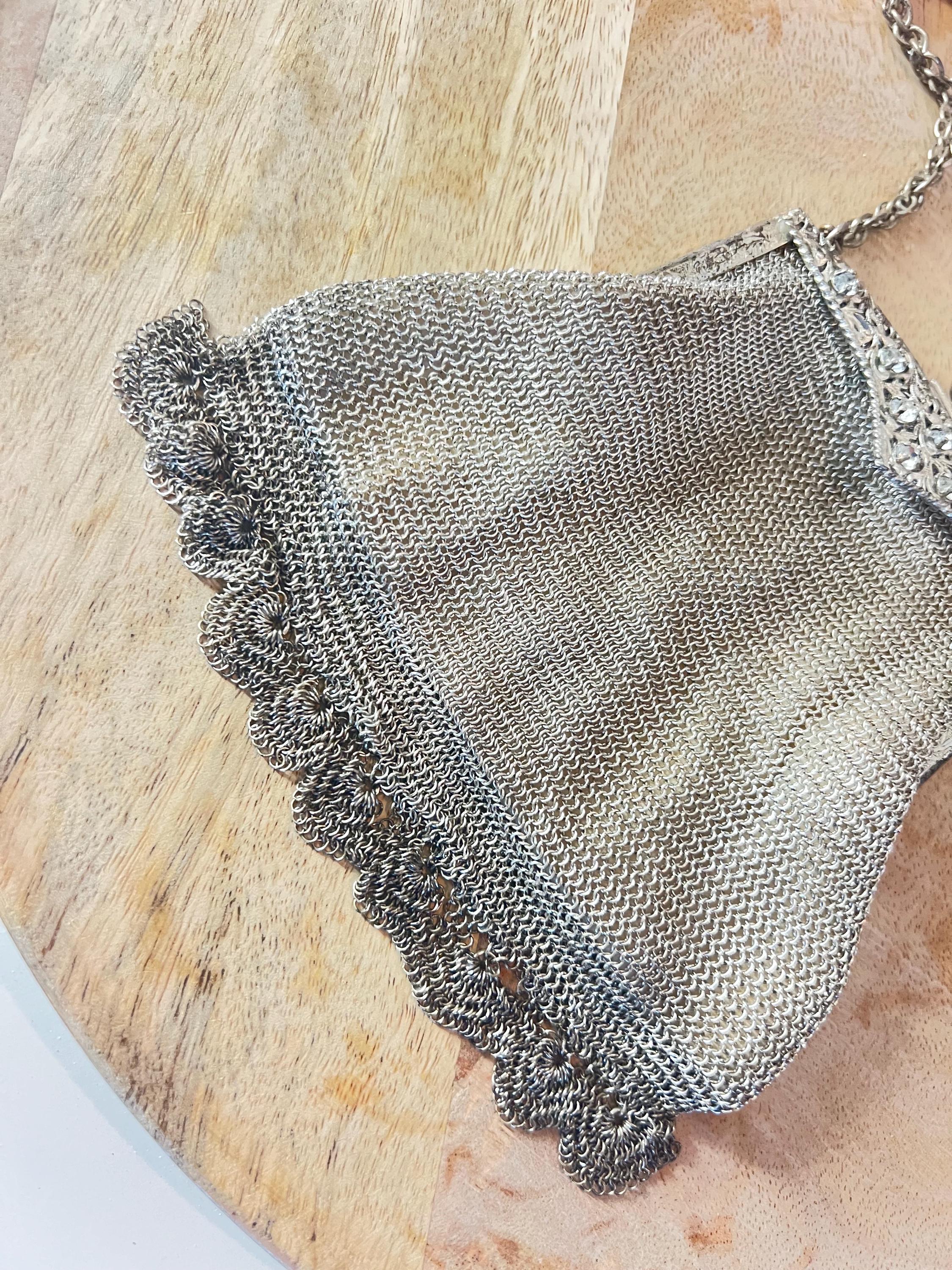 Vintage Silver Mesh Coin Purse With Intricate Engraved Design Elegant ...