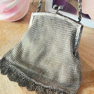 Vintage Silver Mesh Coin Purse With Intricate Engraved Design Elegant ...