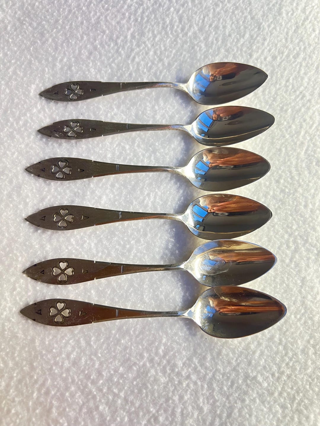 Vintage Sterling Silver Spoons With Clover Design Set of 6 Antique ...