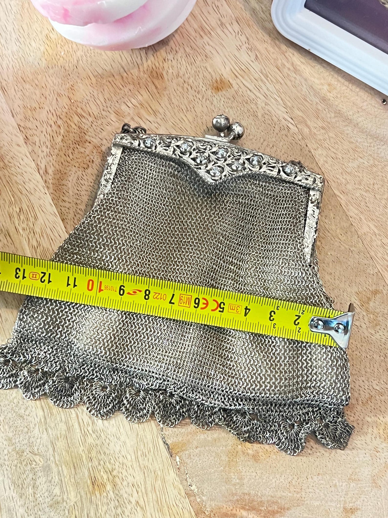 Vintage Silver Mesh Coin Purse With Intricate Engraved Design Elegant ...