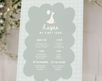 Silly Goose 1st Birthday Milestone Poster: Editable Canva Template ...