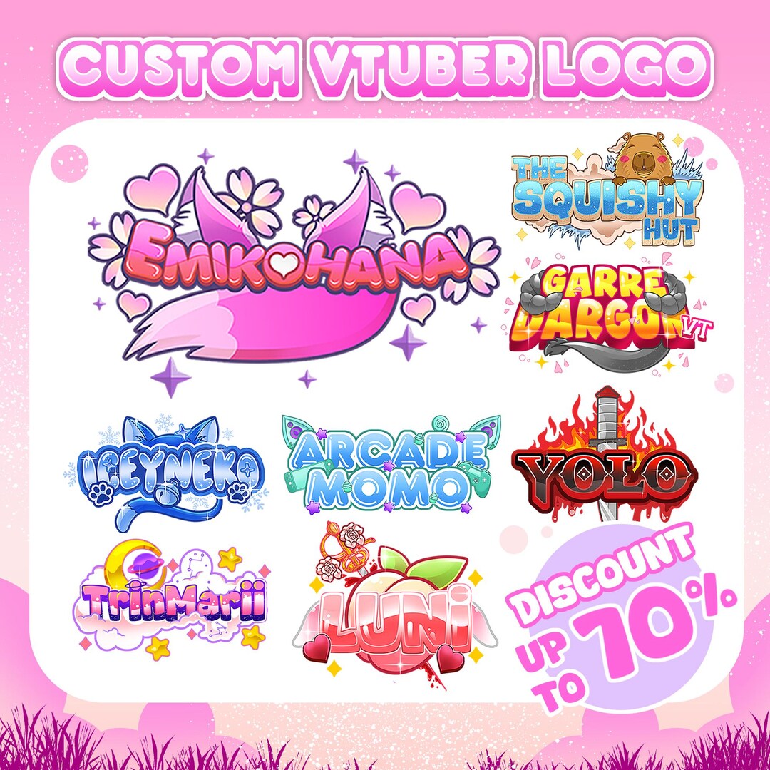 Custom Vtuber Logo, Vtuber Logo, Vtuber Logo Commission, Cute Kawaii ...