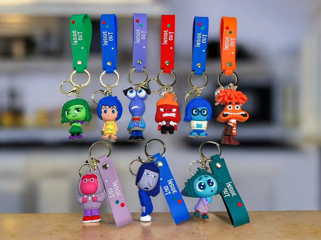 Inside Out Disney Keychain Cute Soft Silicone Personality Keyrings for ...