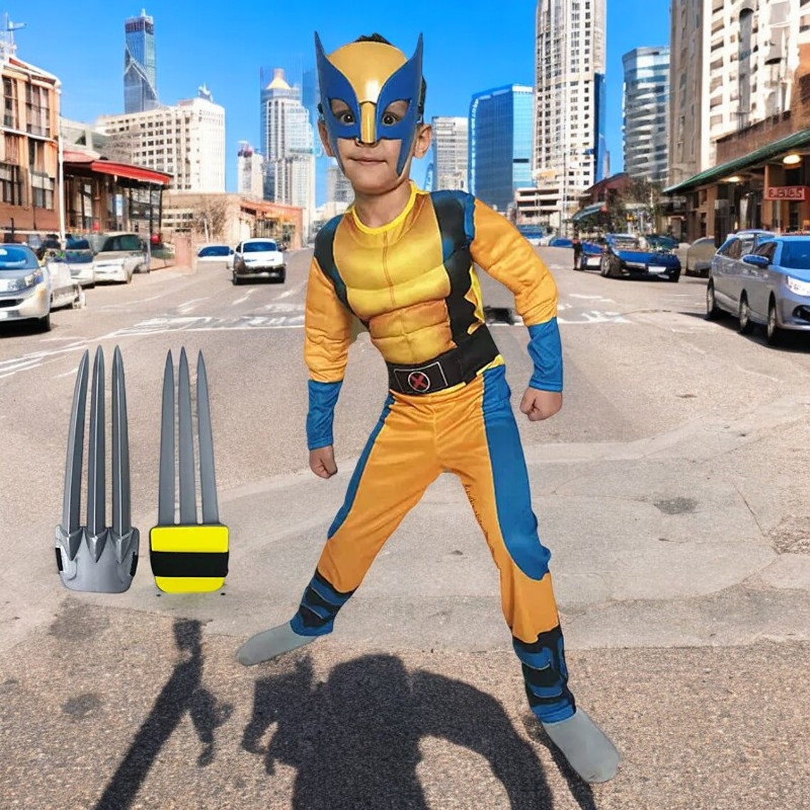 Wolverine Kids Cosplay Costume Mask & Jumpsuit for Halloween - Etsy