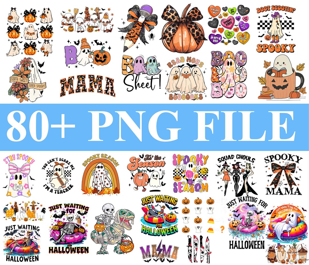 80 Retro Halloween Bundle PNG, Halloween Bundle, Halloween Png, Spooky ...