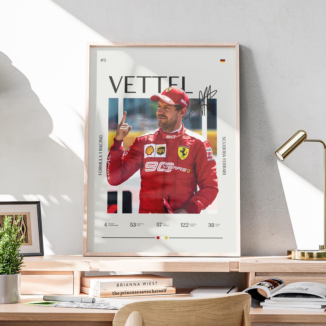 Sebastian Vettel Poster, Formula 1 Poster, Minimalist Poster, Dorm Room ...