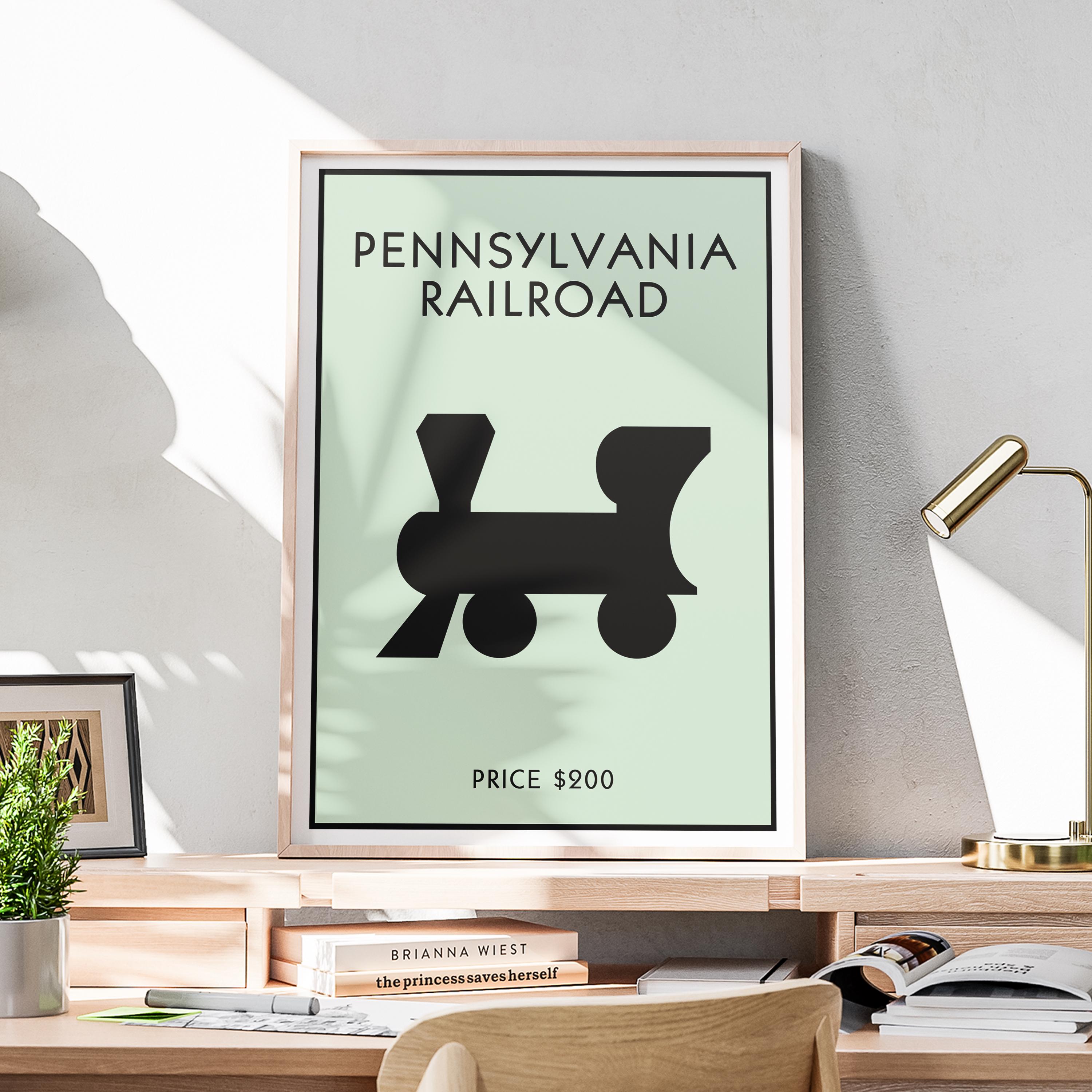 Minimalist Monopoly Railroad Collection, Set of 8, Monopoly Poster ...