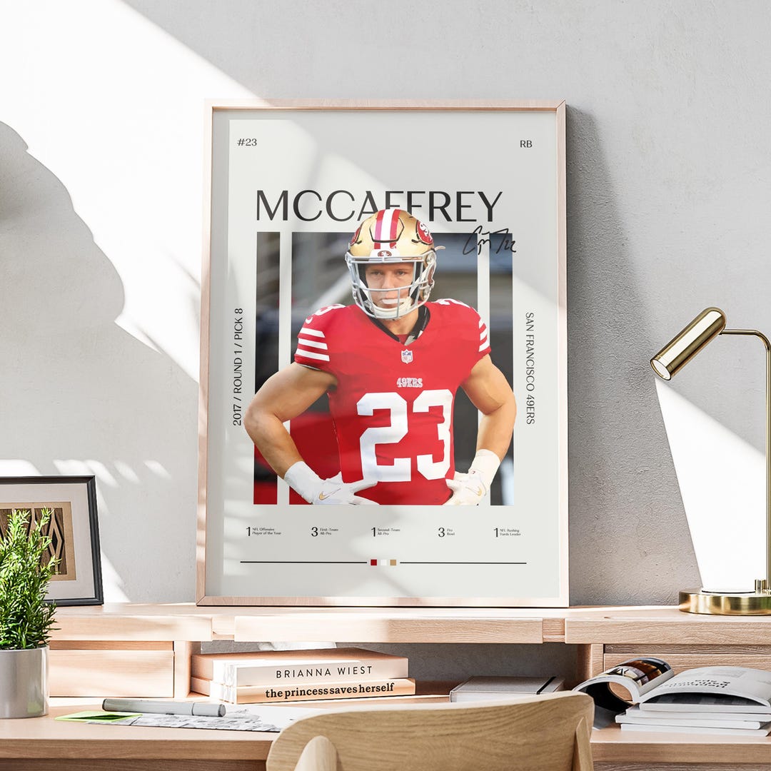 Christian Mccaffrey Poster, NFL Poster, San Francisco 49ers Poster ...