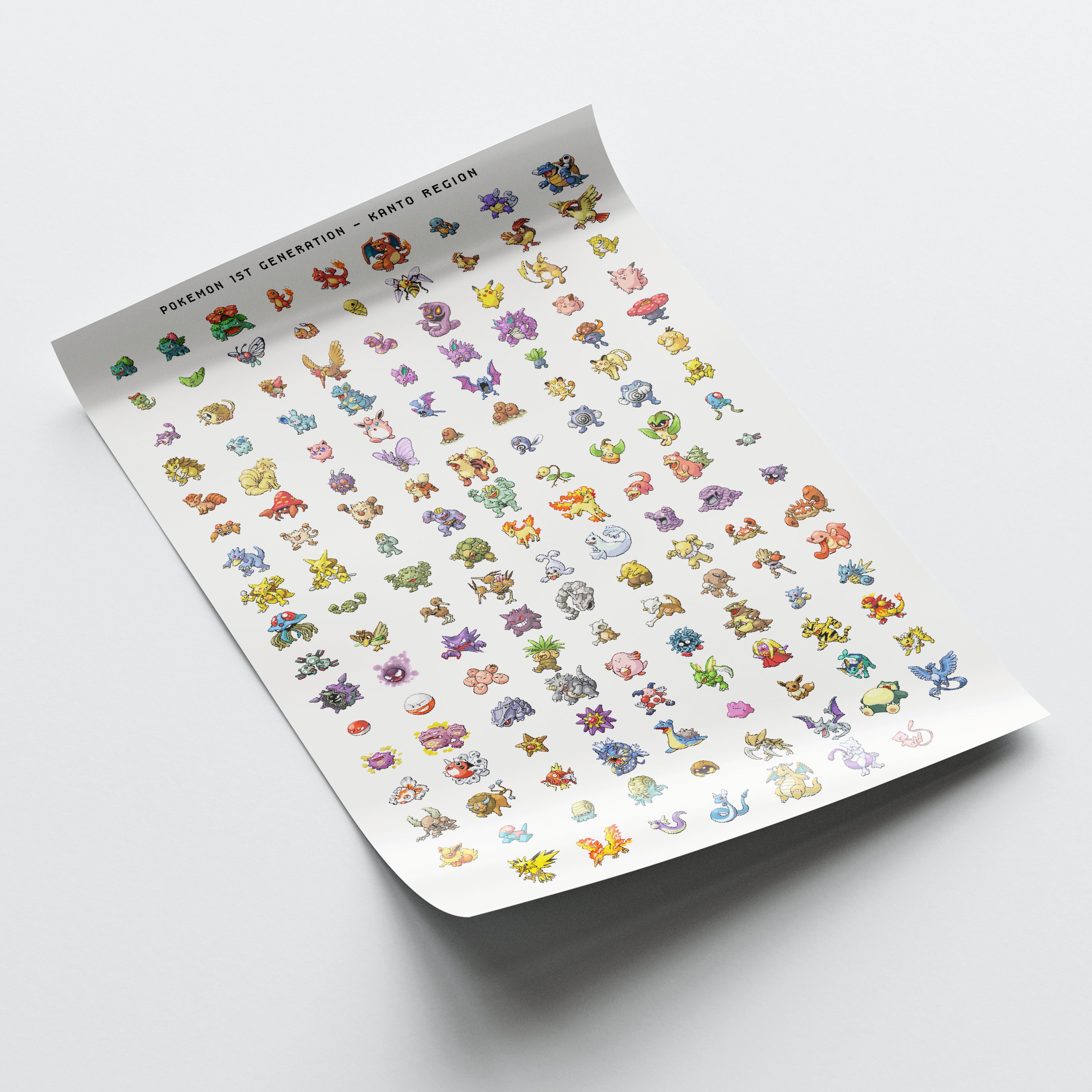 Pokemon Gen 1 Pixel Art Poster, Pokemon Wall Art, Pokemon Poster ...