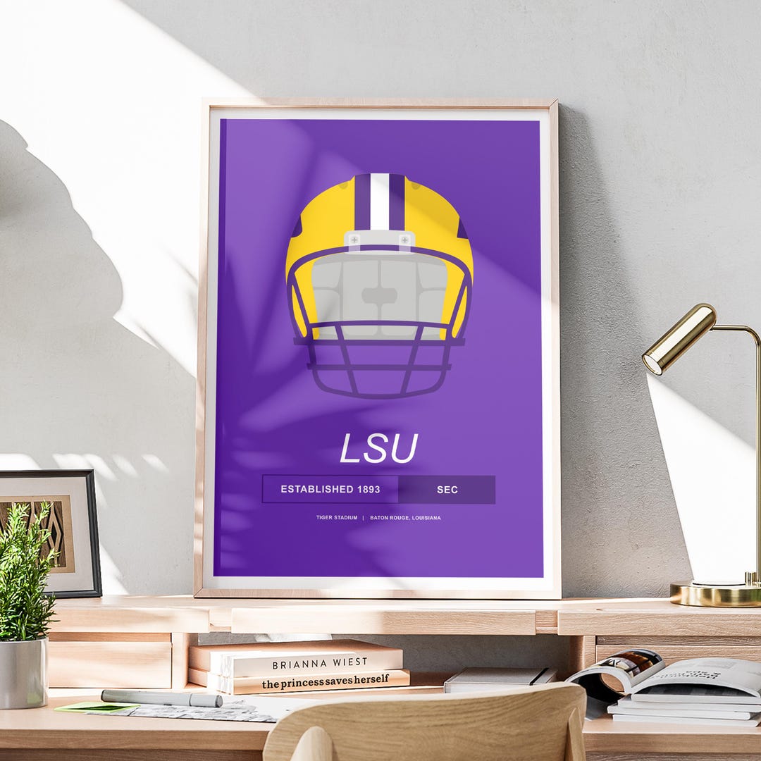 Minimalist LSU Helmet Poster, LSU Tigers Poster, Office Wall Art ...