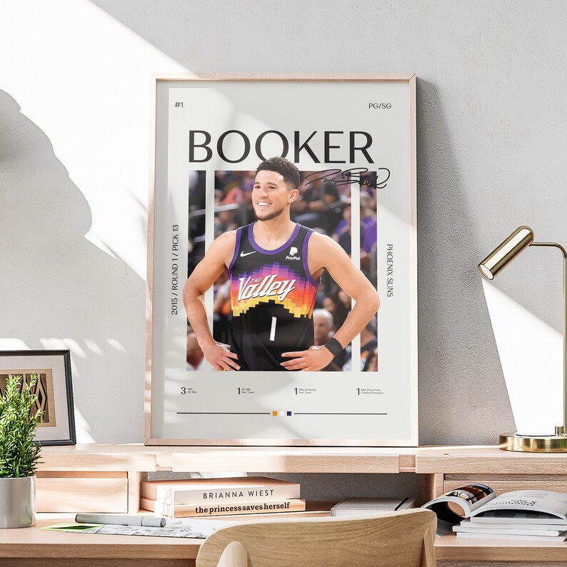 Devin Booker Poster, Phoenix Suns Poster, NBA Poster, Man Cave Wall Art ...